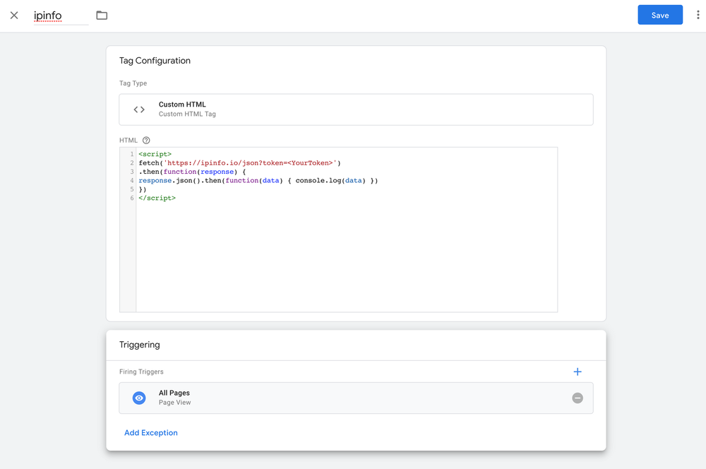 IP geolocation With Google Tag Manager - IPinfo.io